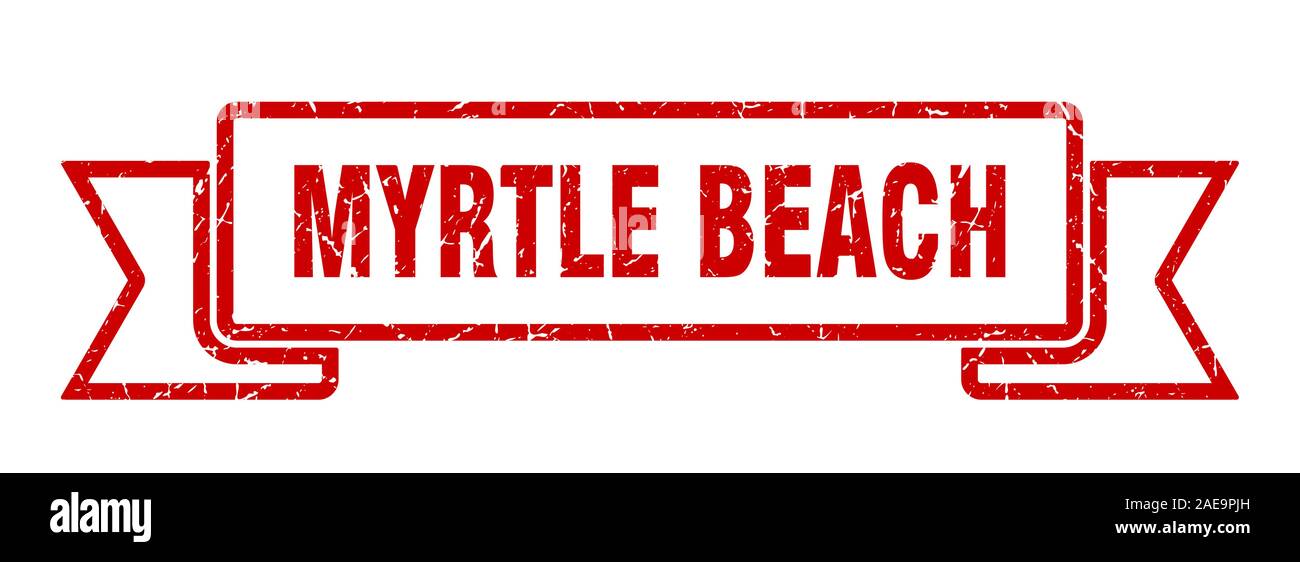 Myrtle Beach ribbon. Red Myrtle Beach grunge band sign Stock Vector ...