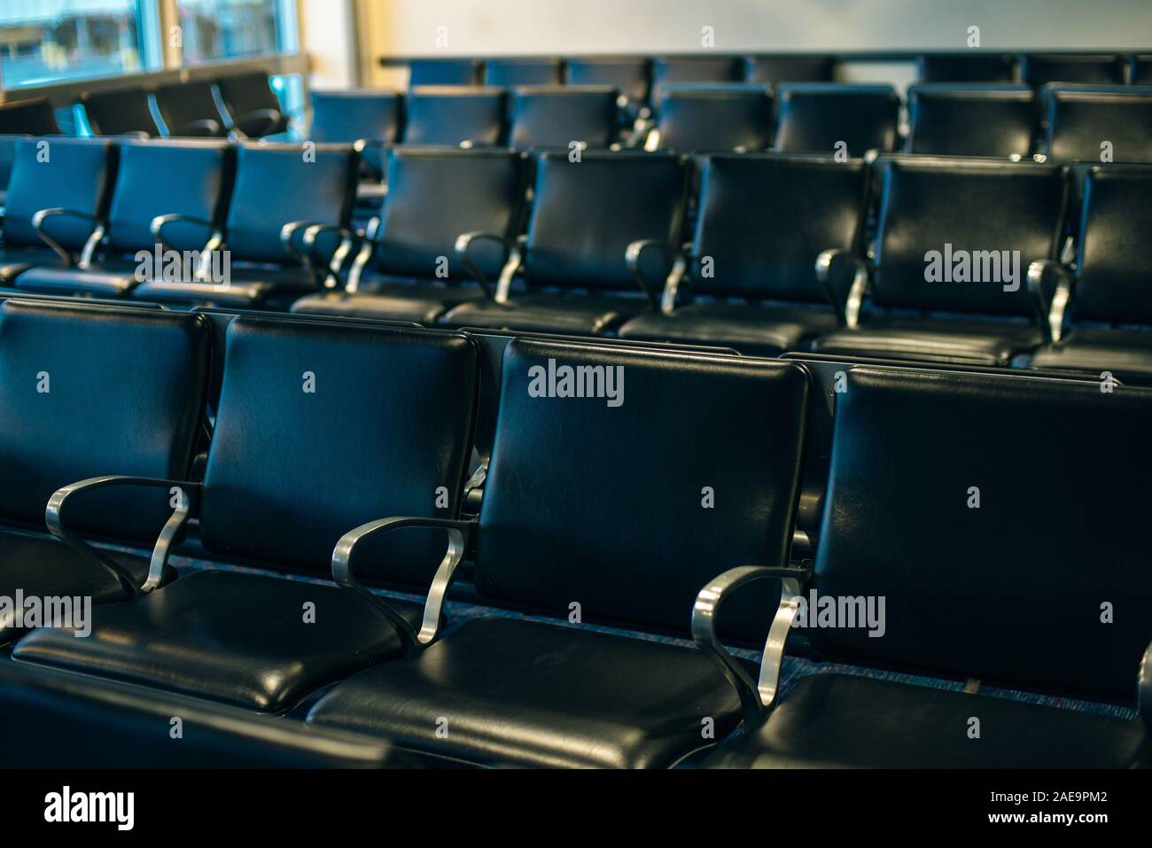 Aeroport Waiting Area with Control Tower in the background Stock Photo ...