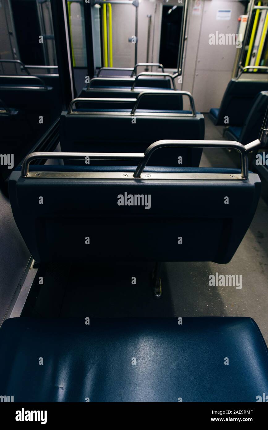 Interior of subway train car in calgary Metro system, canada Stock ...