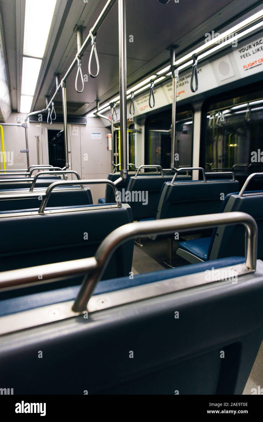 Interior of subway train car in calgary Metro system, canada Stock ...