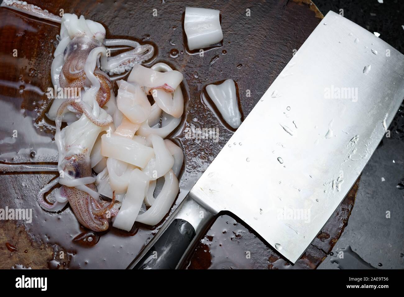 Raw squid cut pieces hi-res stock photography and images - Alamy
