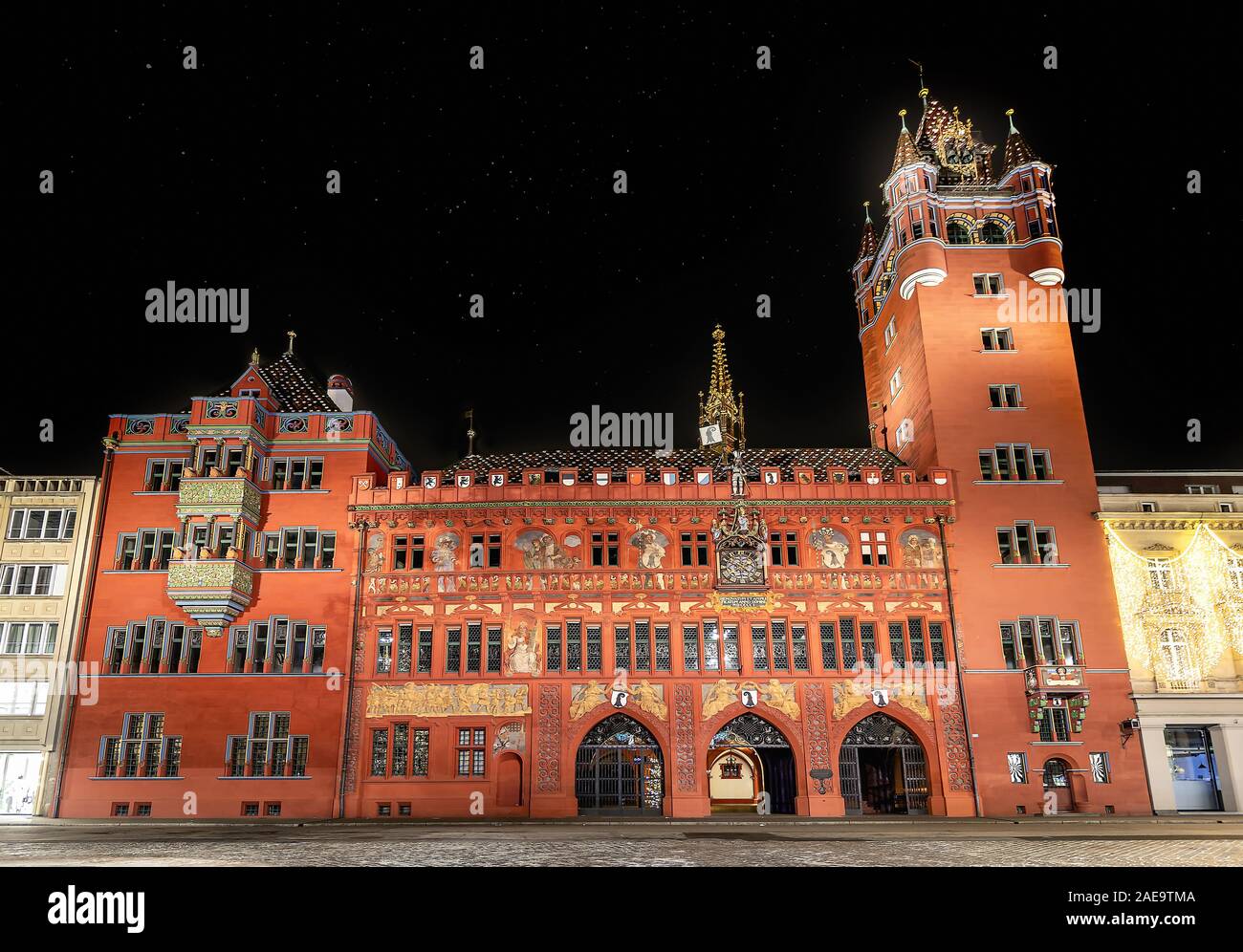 Clock tower of a historical building in the old town hi-res stock ...