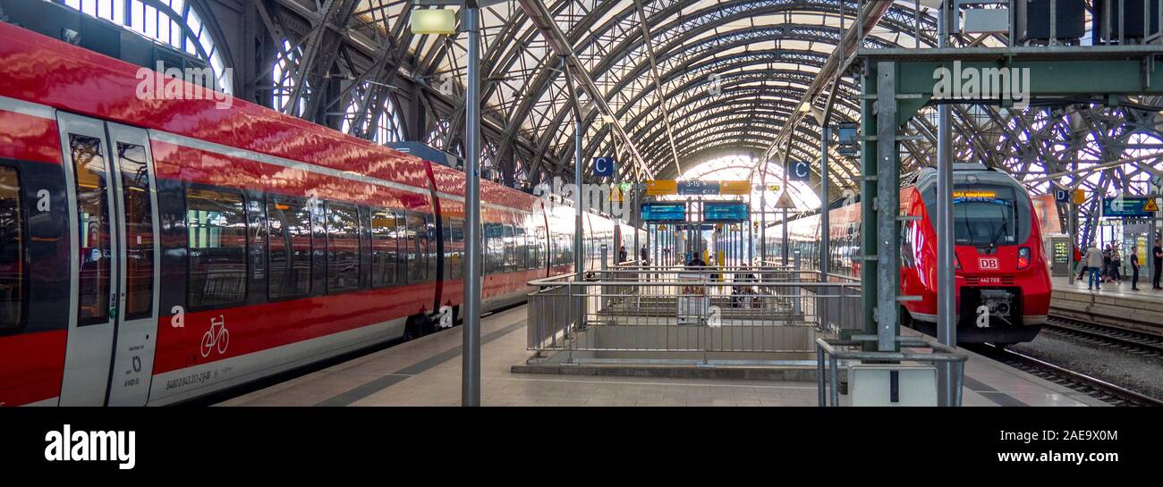 Trains at Leipzig Hauptbahnhof Central Train Station Leipzig Saxony ...