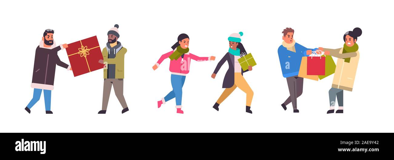 shoppers fighting for purchases mix race furious customers on seasonal ...