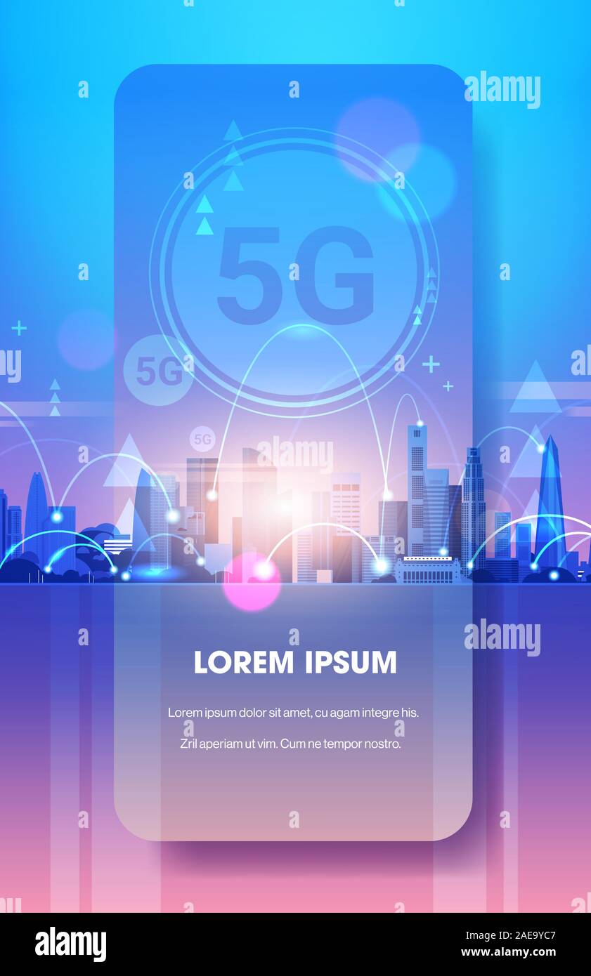 smart city 5G online communication network wireless systems connection concept fifth innovative ...