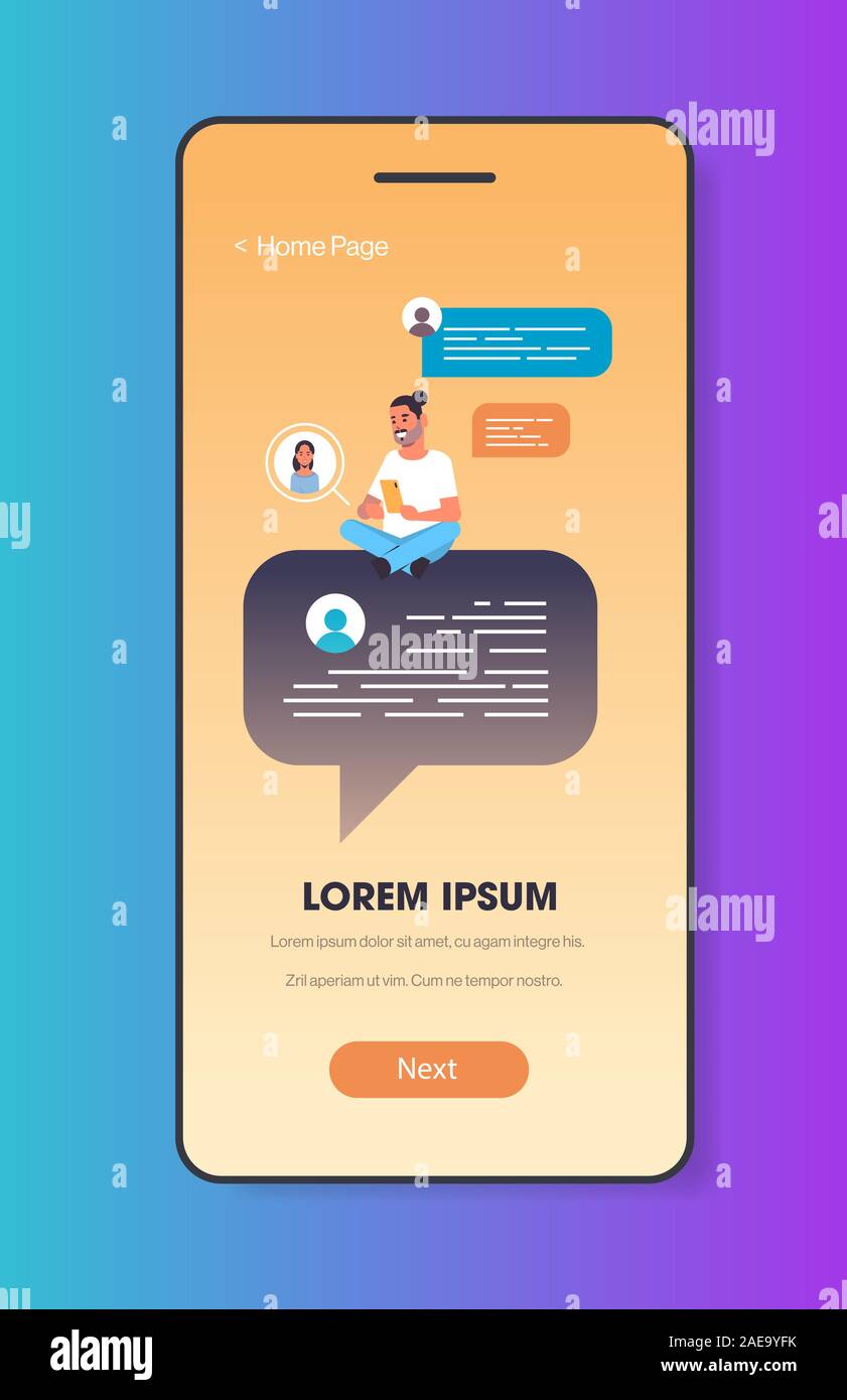 man using mobile chatting app social network speech communication ... man using mobile chatting app social network speech communication ...