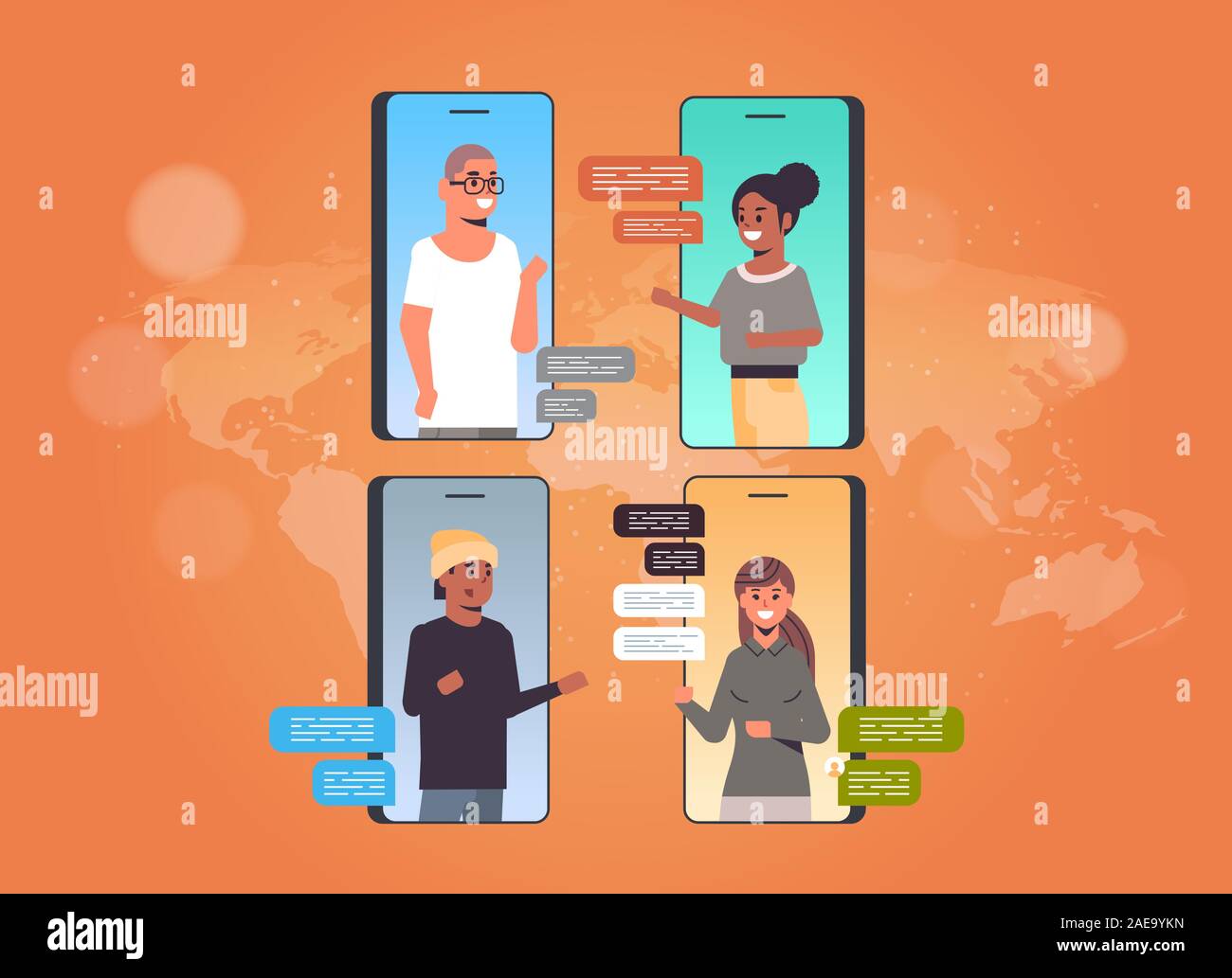 people using chatting app social network chat bubble communication ...