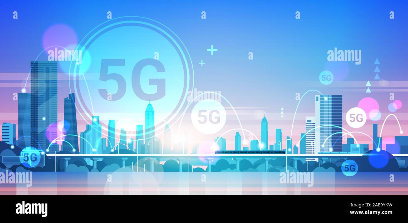 smart city 5G online communication network wireless systems connection concept fifth innovative ...