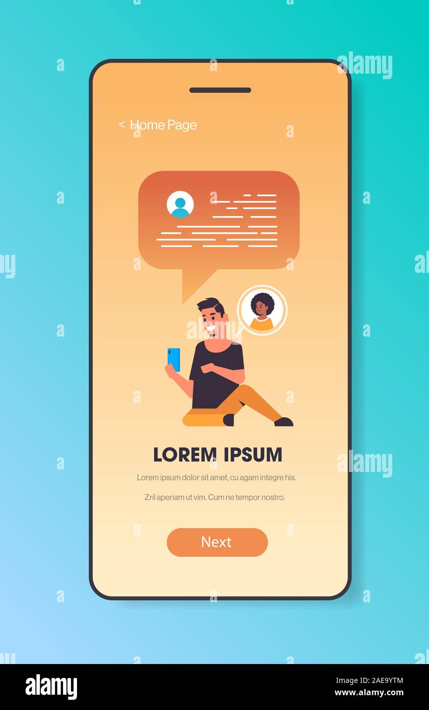 man using mobile messaging app chatting with woman social network chat ... man using mobile messaging app chatting with woman social network chat ...