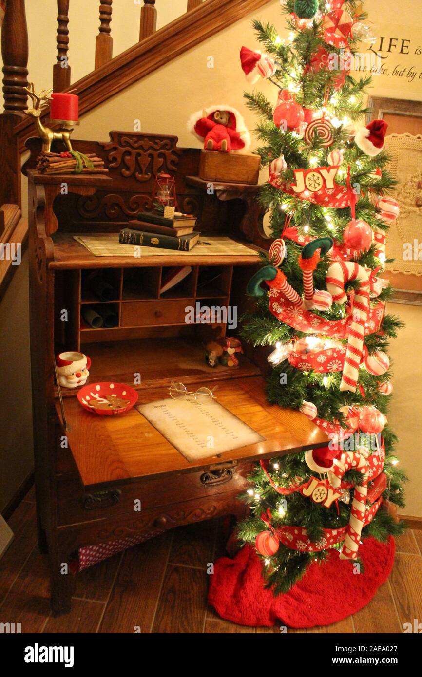 Santa Christmas desk Stock Photo - Alamy