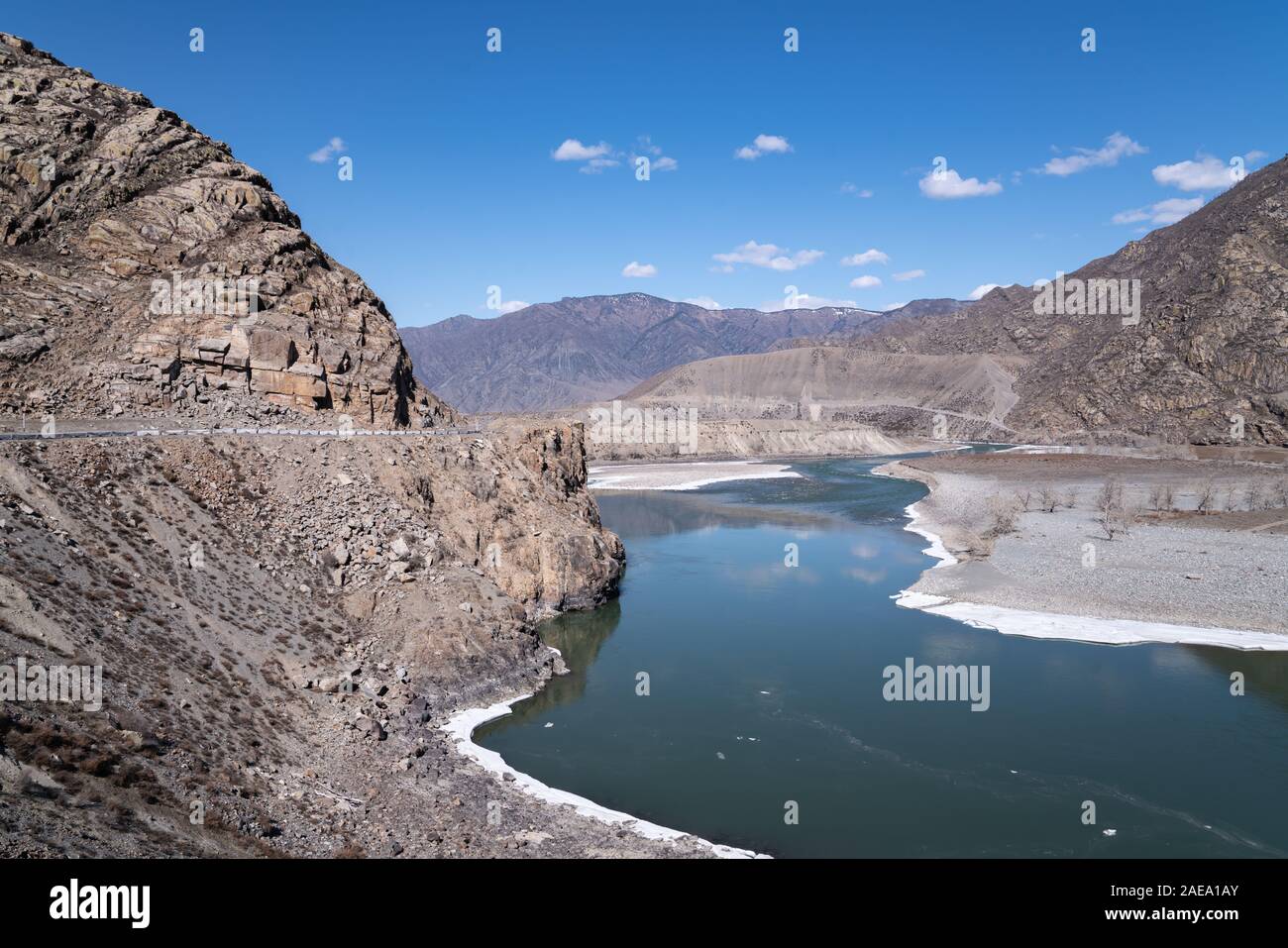 Landscapes of Mongolia, Hovd river Stock Photo - Alamy