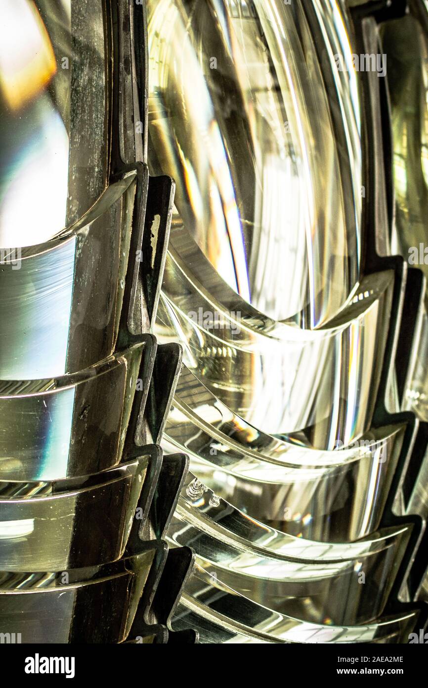 First order Fresnel lens of Pigeon Point Lighthouse - glass prism lens ...