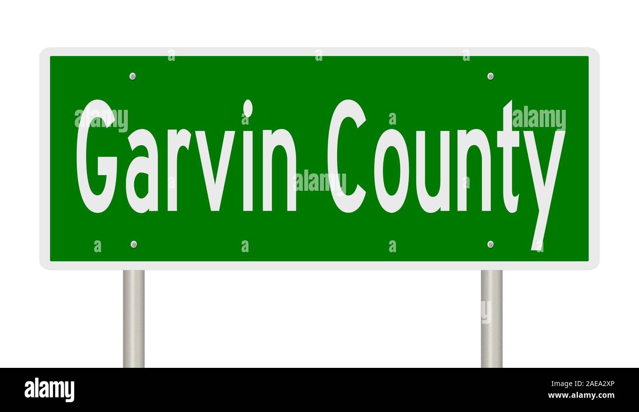 Rendering of a 3d green highway sign for Garvin County Stock Photo - Alamy