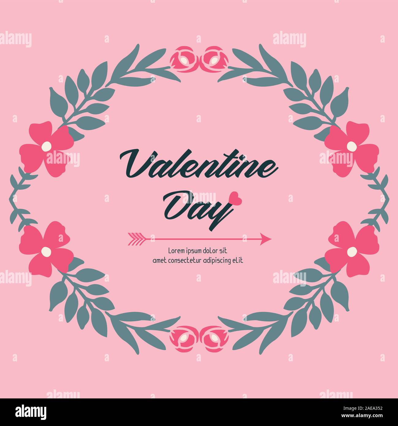 Poster concept valentine day, with decorative of pink flower frame ...