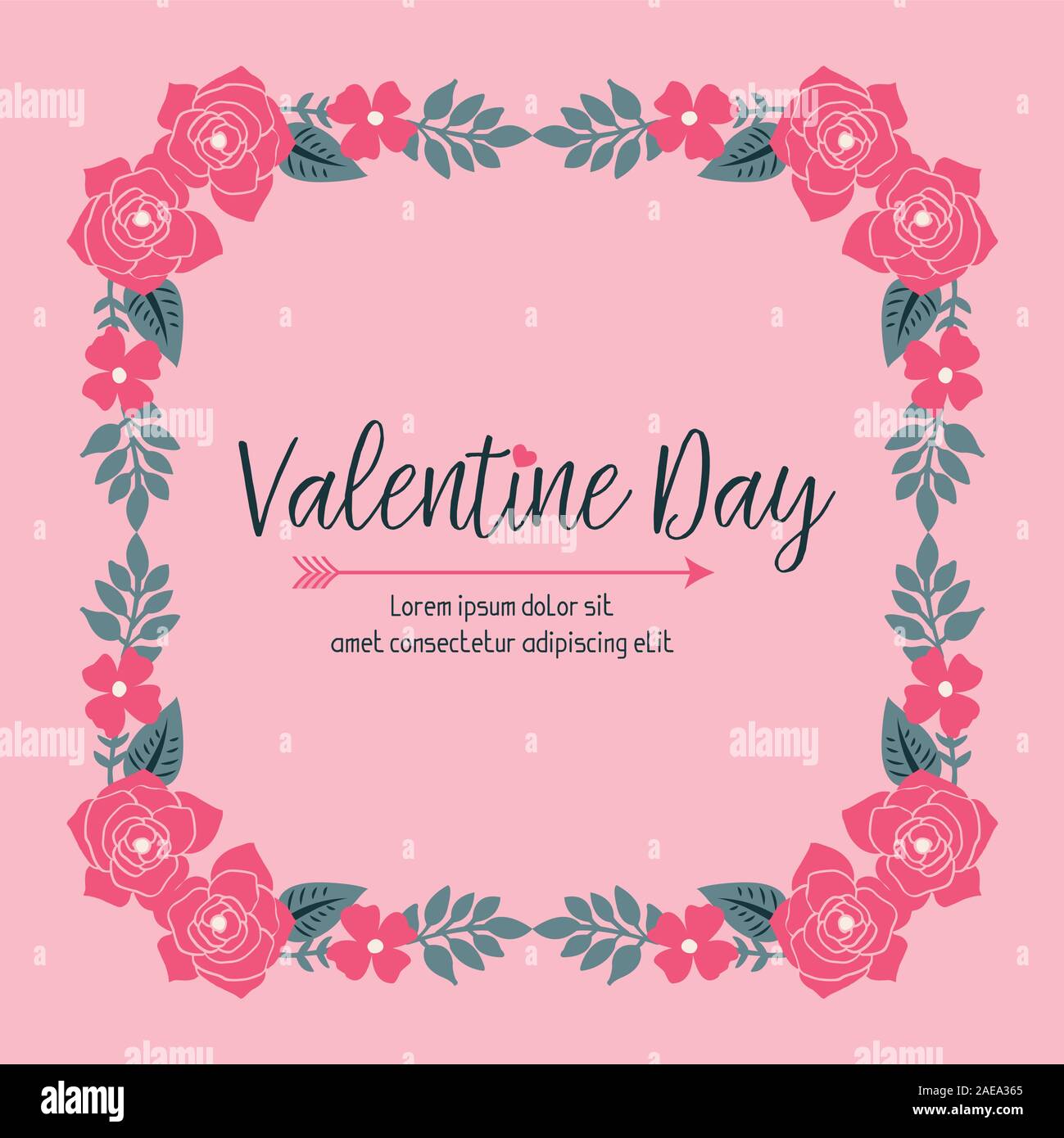 Poster concept valentine day, with decorative of pink flower frame ...
