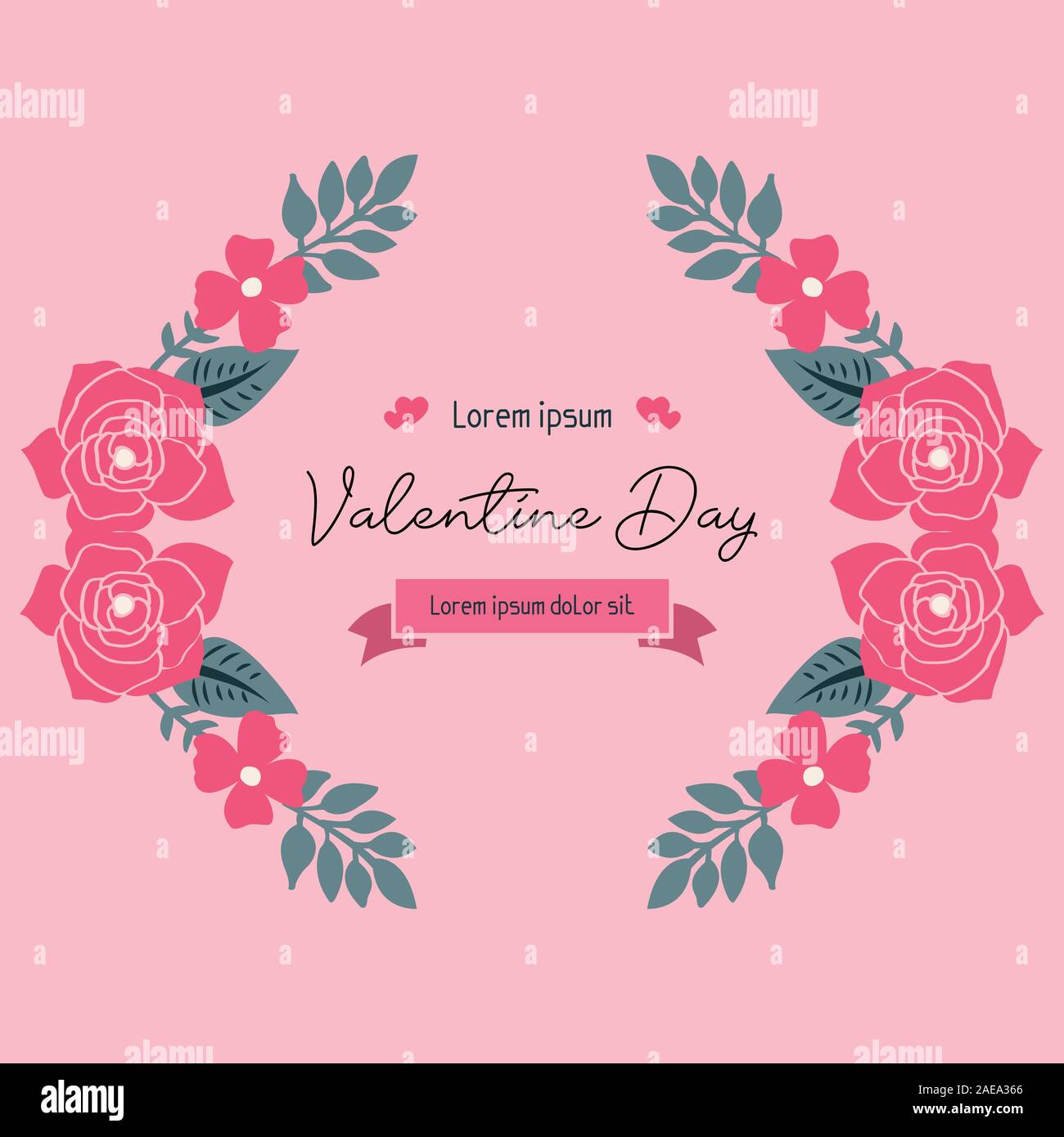 Poster concept valentine day, with decorative of pink flower frame ...