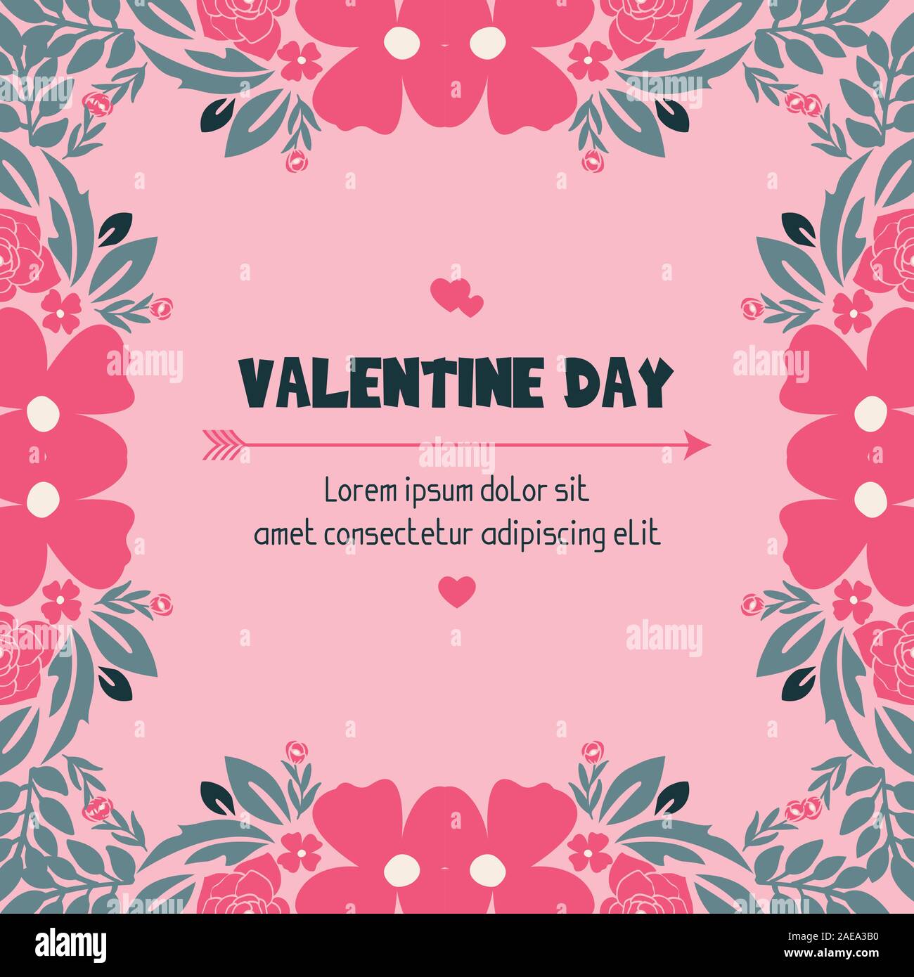 Banner template of valentine day, with leaf floral frame drawing ...