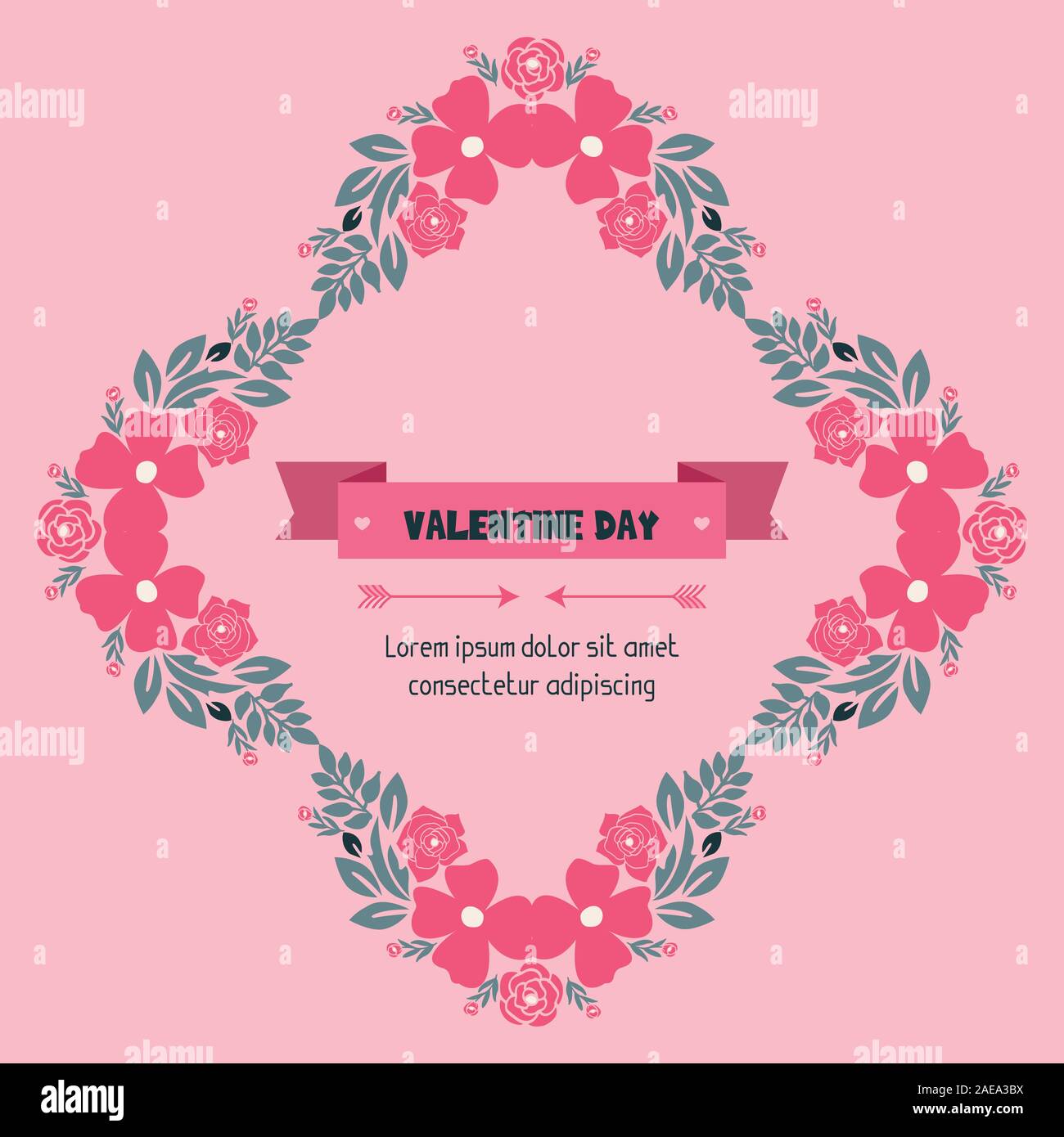 Banner template of valentine day, with leaf floral frame drawing ...