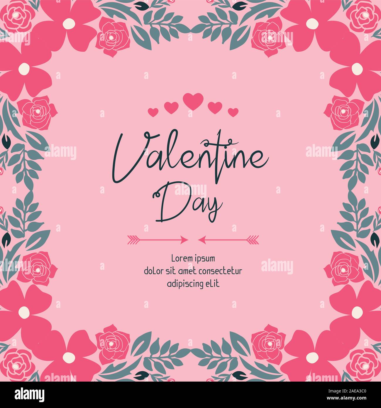 Banner template of valentine day, with leaf floral frame drawing ...