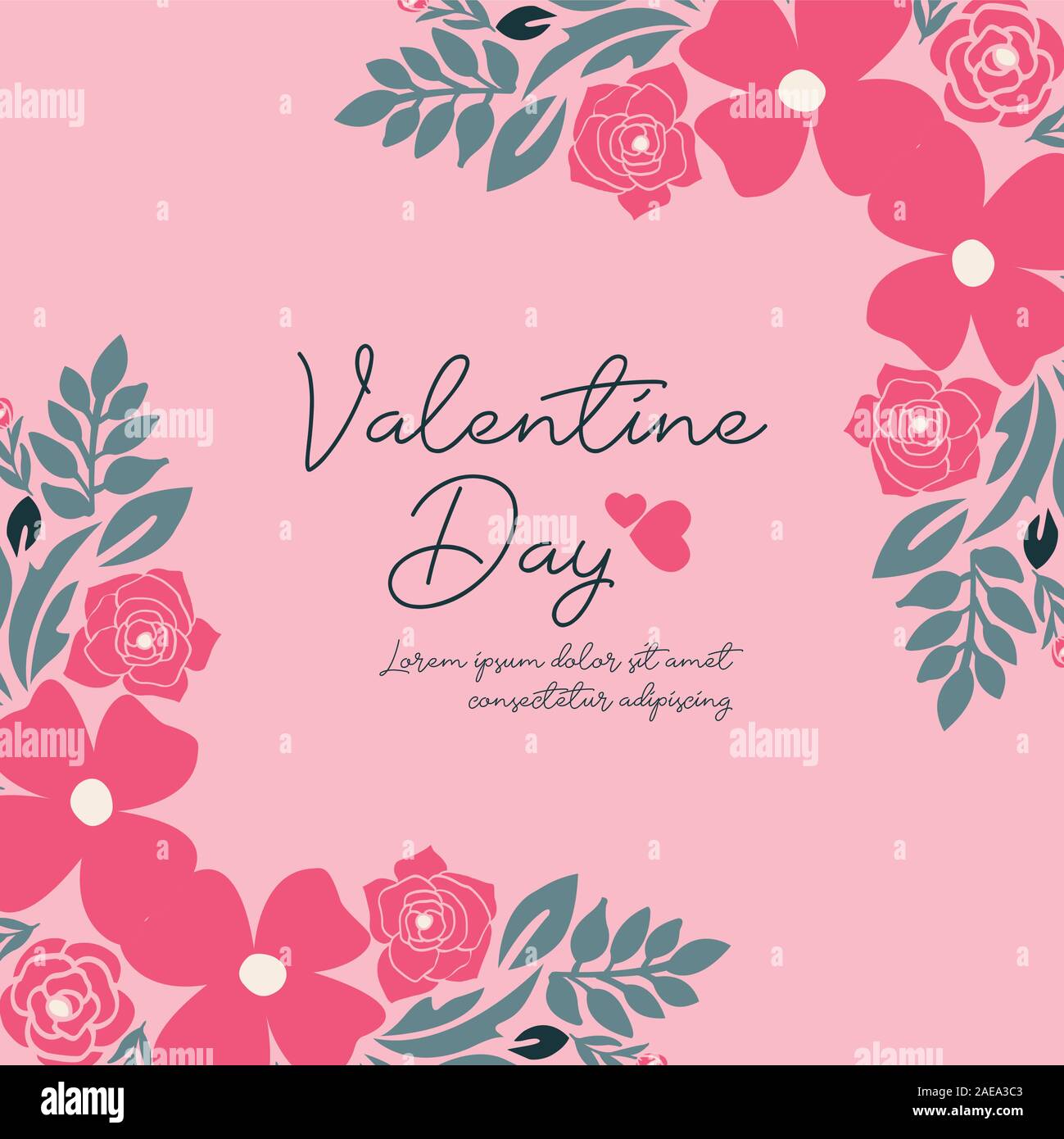 Banner template of valentine day, with leaf floral frame drawing ...