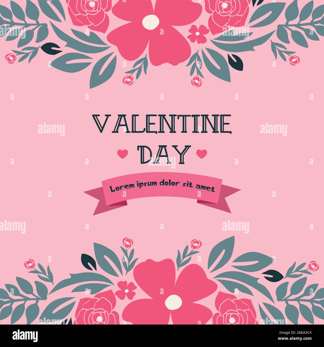 Banner template of valentine day, with leaf floral frame drawing ...