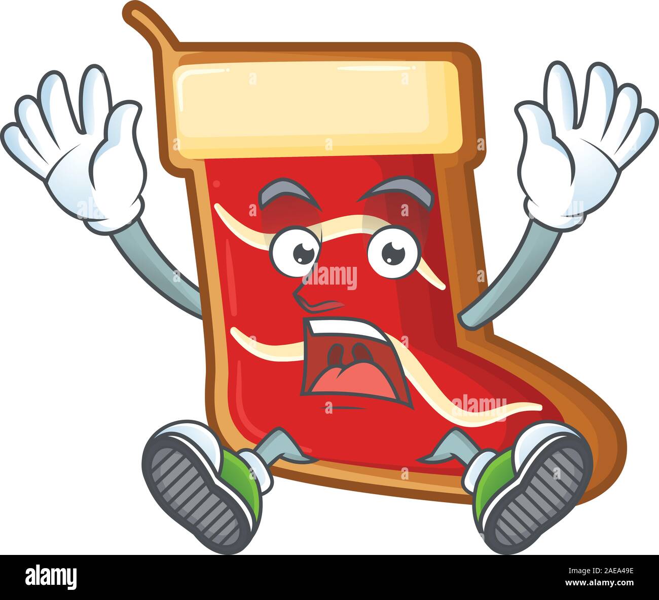 cute santa shoes cookies cartoon character style with shocking gesture ...