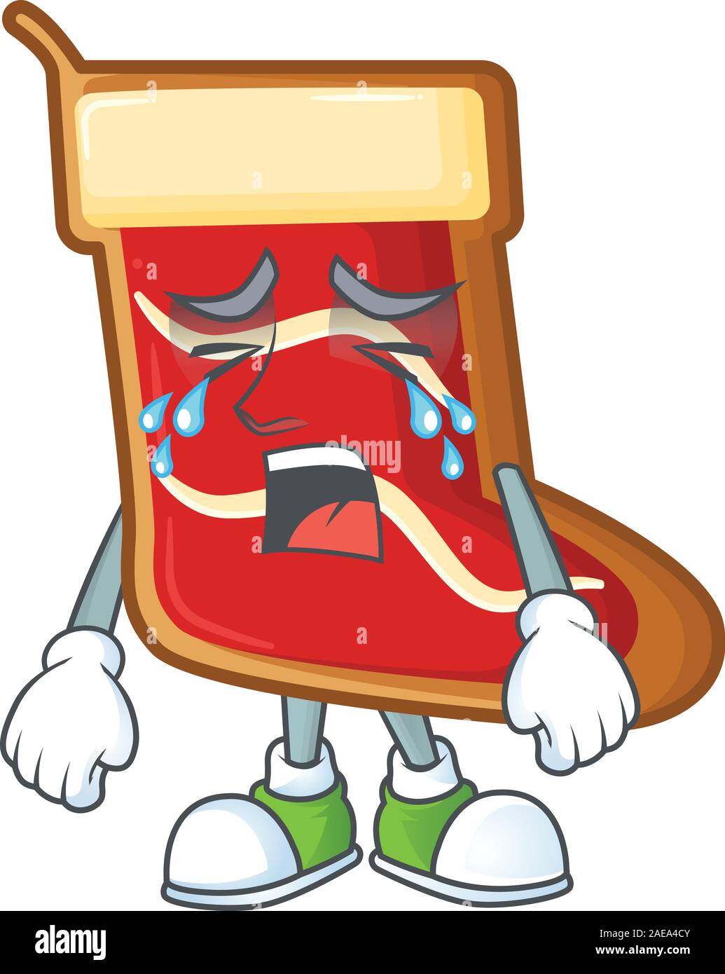 Sad Crying santa shoes cookies cartoon character design style Stock ...