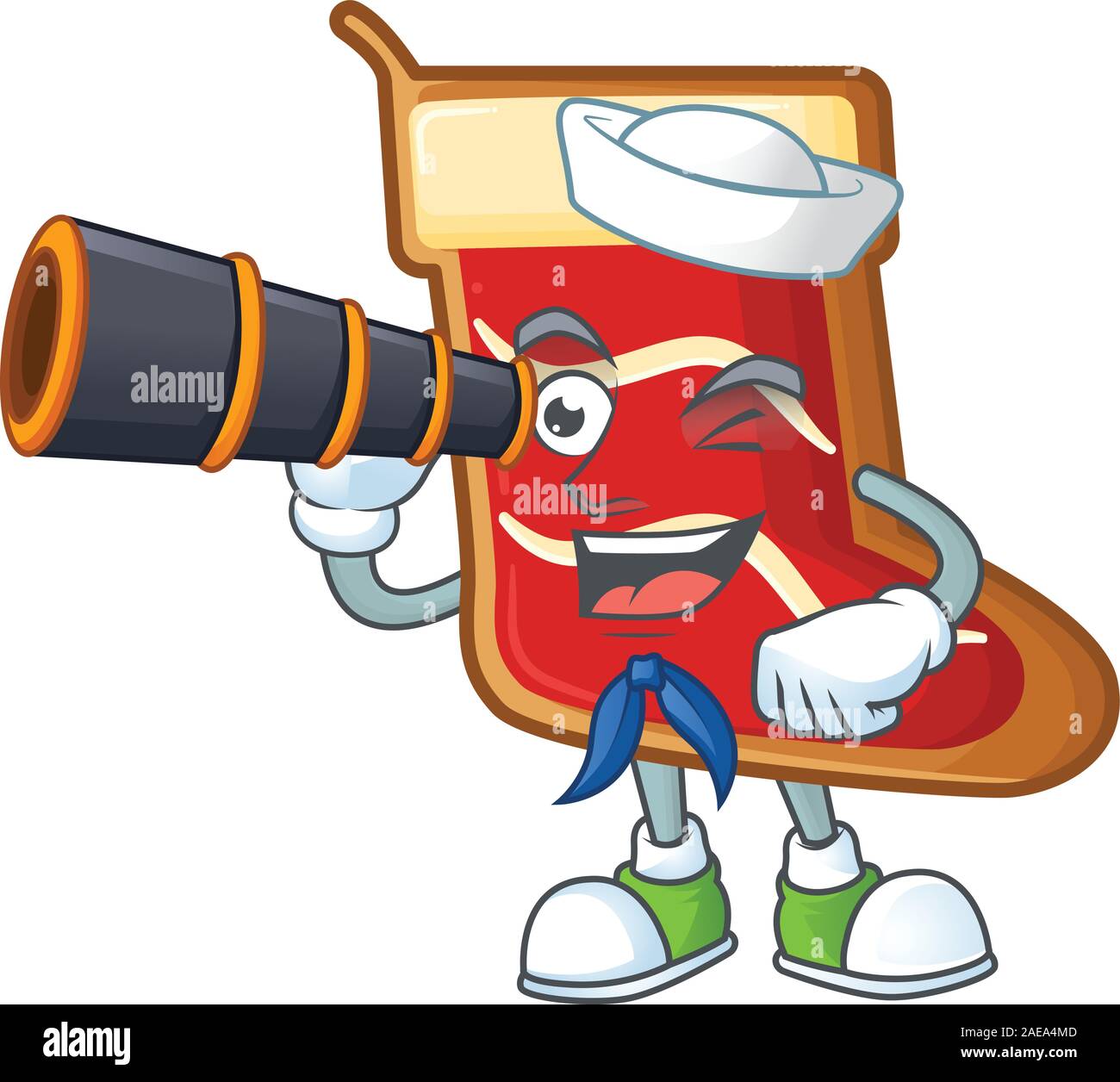 Smiling happy Sailor with binocular santa shoes cookies cartoon design ...