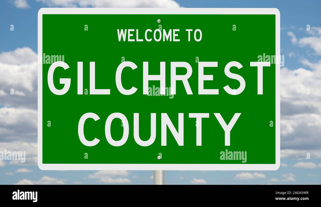 Rendering of a 3d green highway sign for Gilchrest County Stock Photo ...