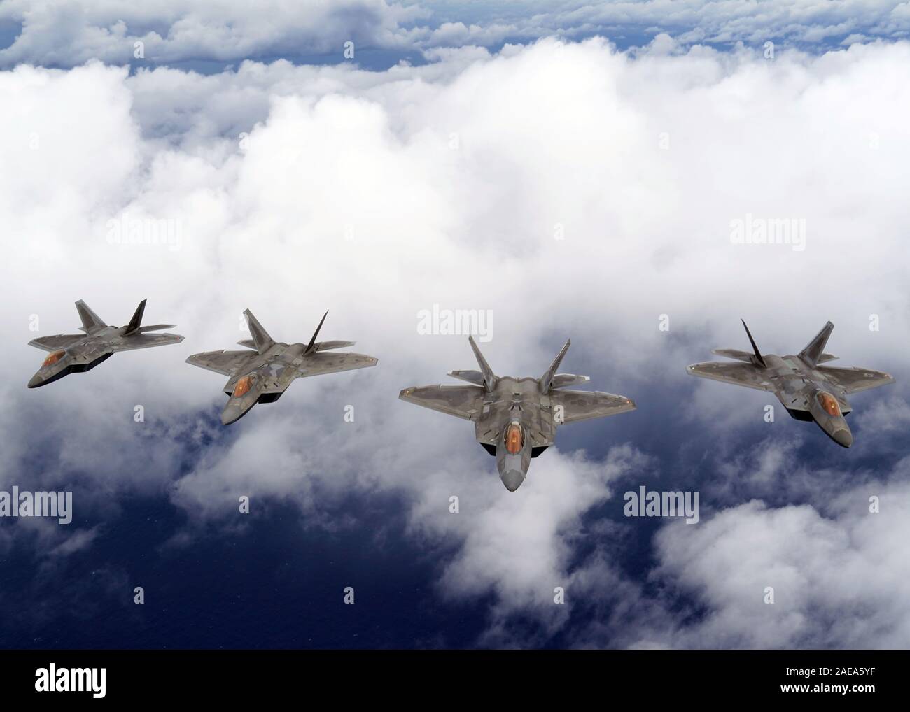 Four F-22 Raptors perform a flyover Joint Base Pearl Harbor-Hickam ...
