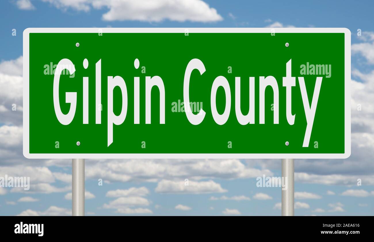 Rendering of a 3d green highway sign for Gilpin County Stock Photo - Alamy