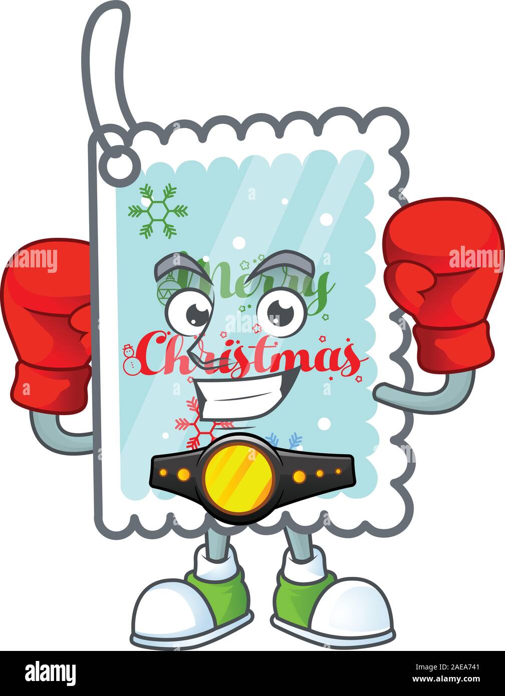 Funny Boxing christmas greeting card cartoon character style Stock ...