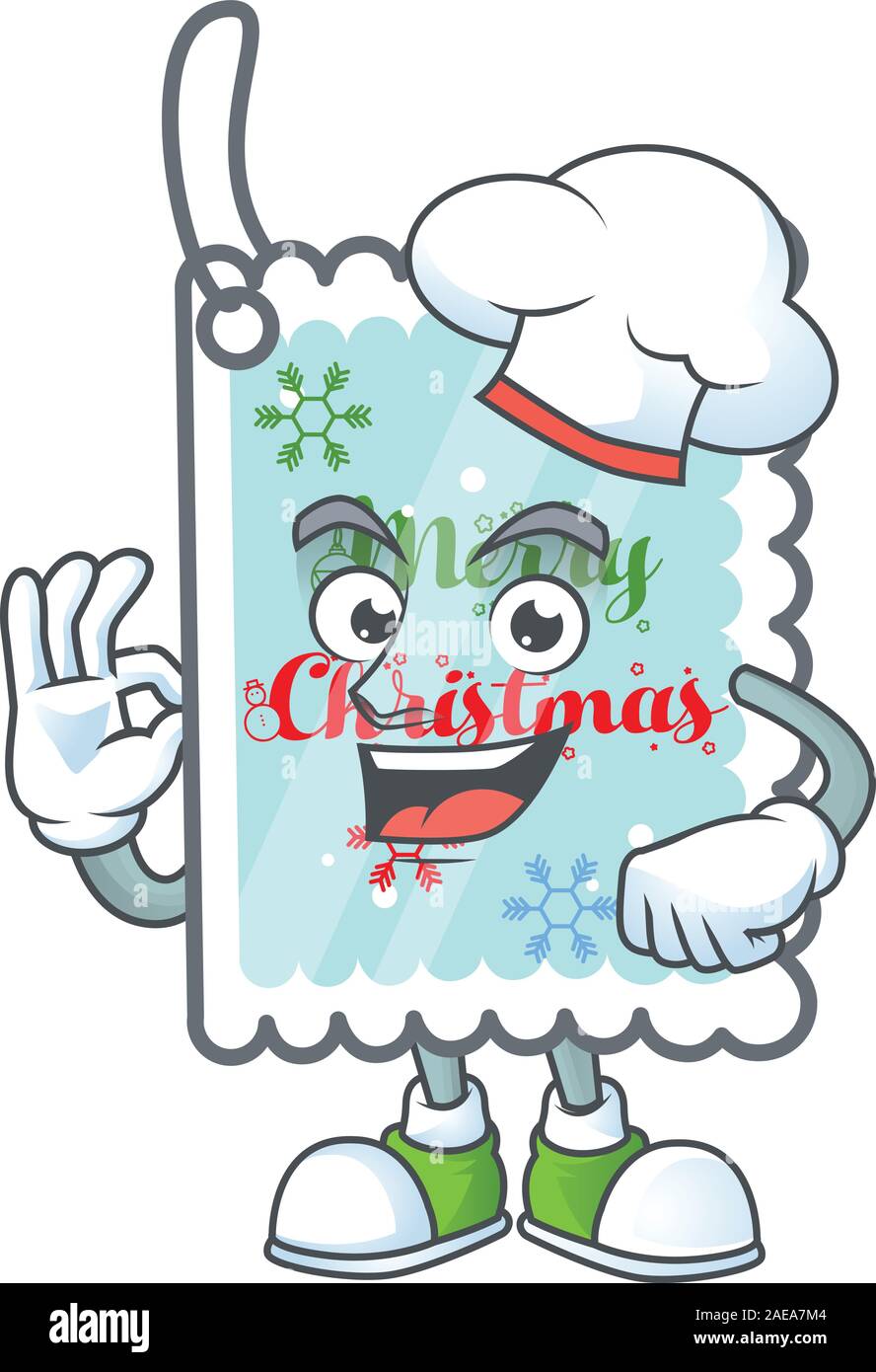 Happy Chef christmas greeting card cartoon character with white hat ...