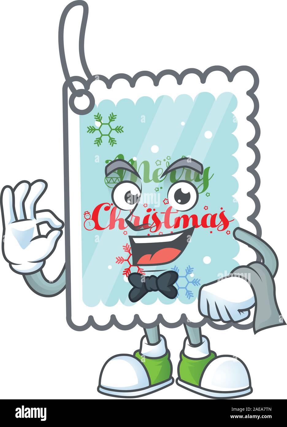 Christmas greeting card Character on A stylized Waiter look Stock ...