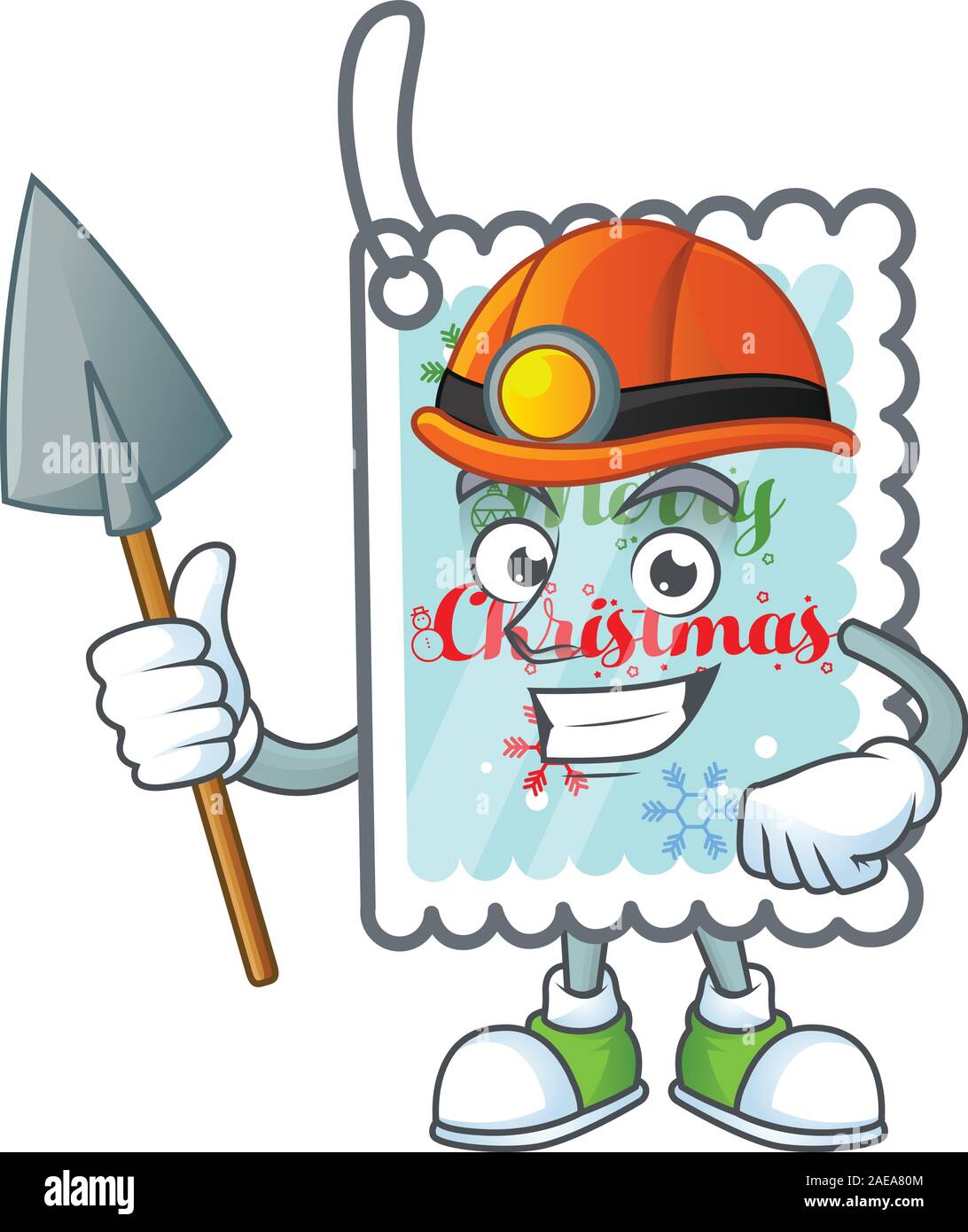 Cool Miner christmas greeting card cartoon mascot design style Stock ...