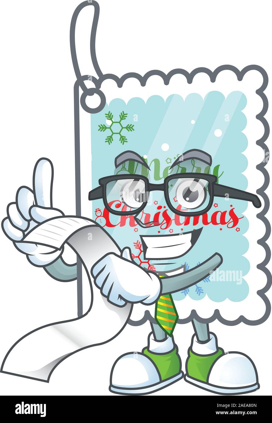 Cute christmas greeting card cartoon character with menu ready to serve ...