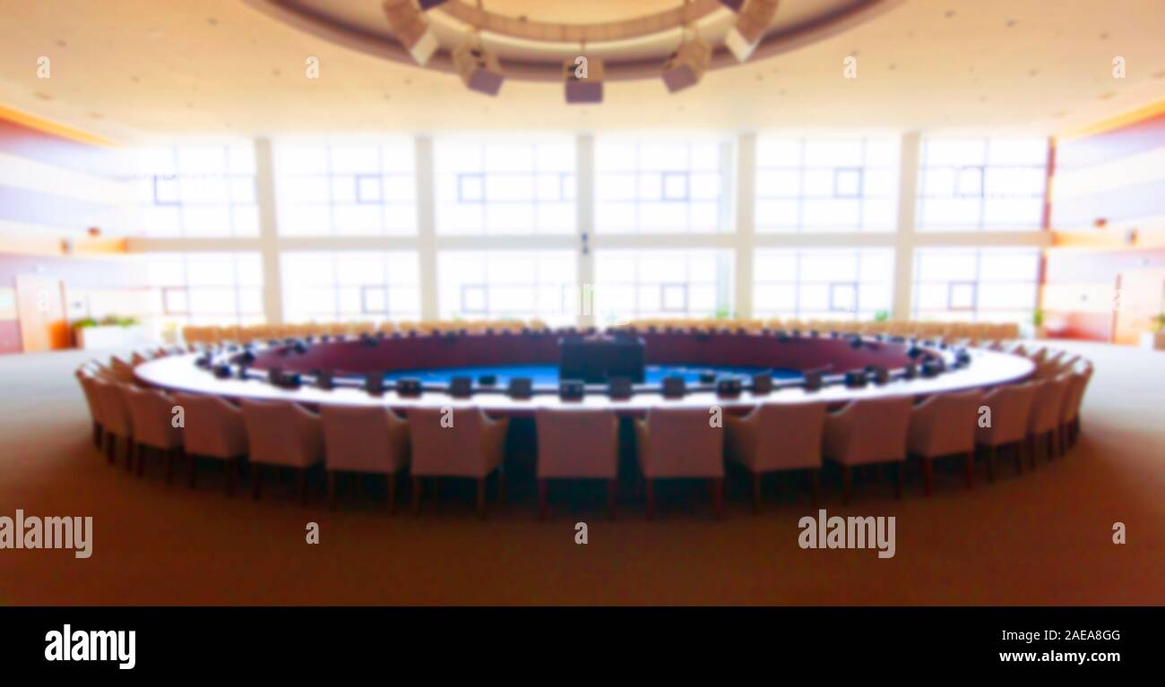 The blurry round table in the conference room Stock Photo - Alamy