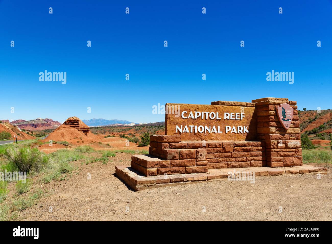 Entrance Sign, Capitol Reef National Park, Utah Stock Photo - Alamy