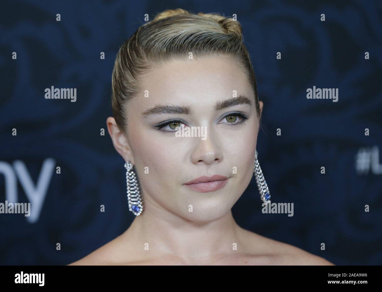 New York, USA. 08th Dec, 2019. Florence Pugh arrives on the red carpet ...