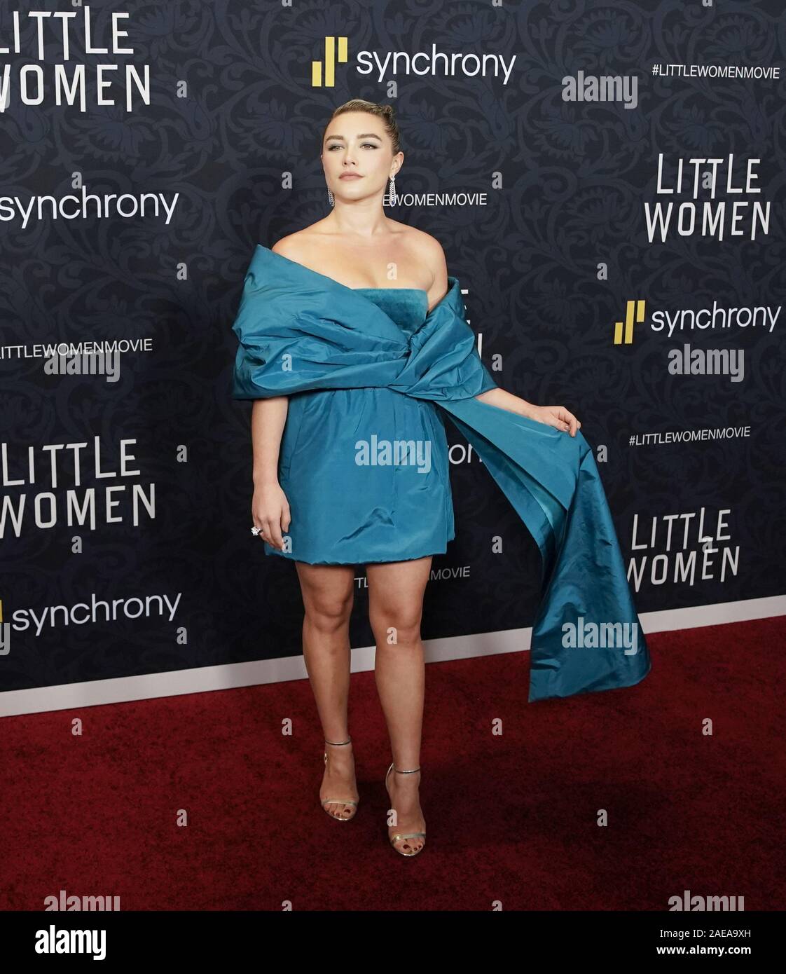 New York, USA. 08th Dec, 2019. Florence Pugh arrives on the red carpet ...