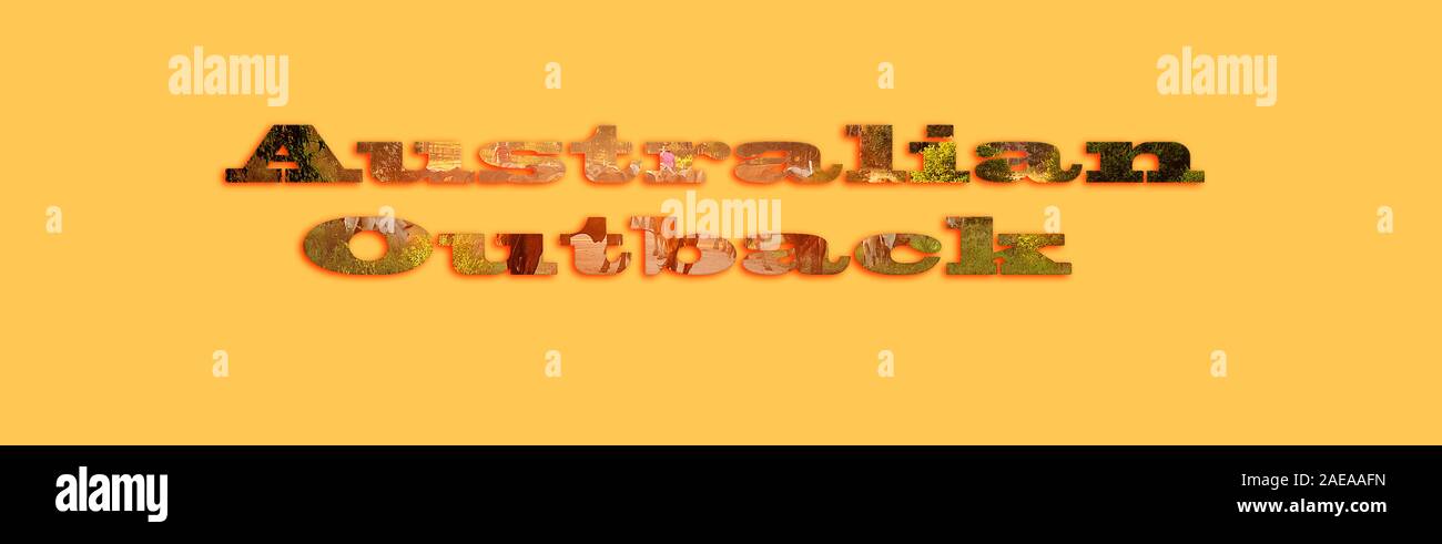 Australian Outback - text with image of cattle droving at sunrise ...