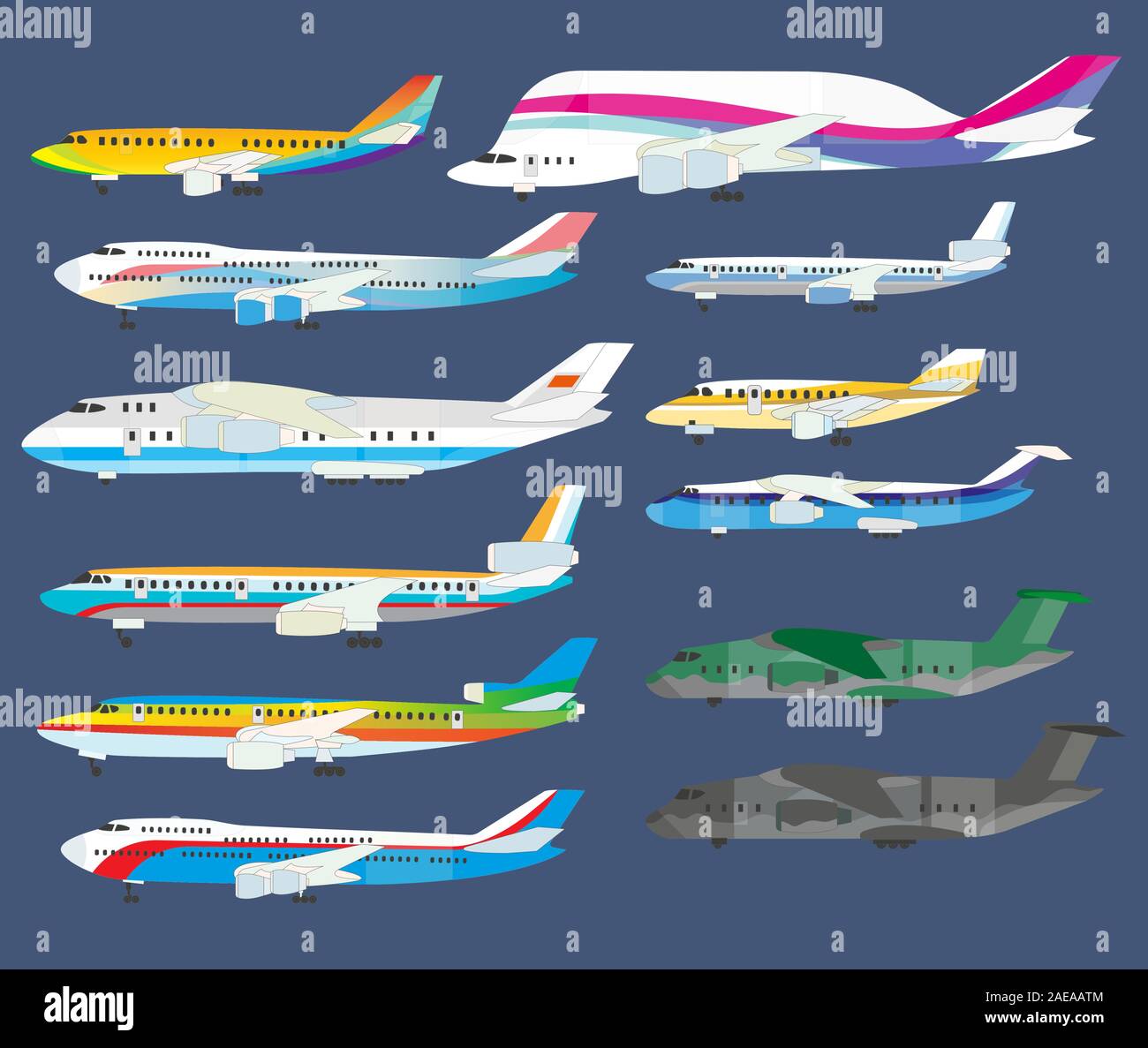 Airplanes and jet aircrafts for civil or military aviation collection ...