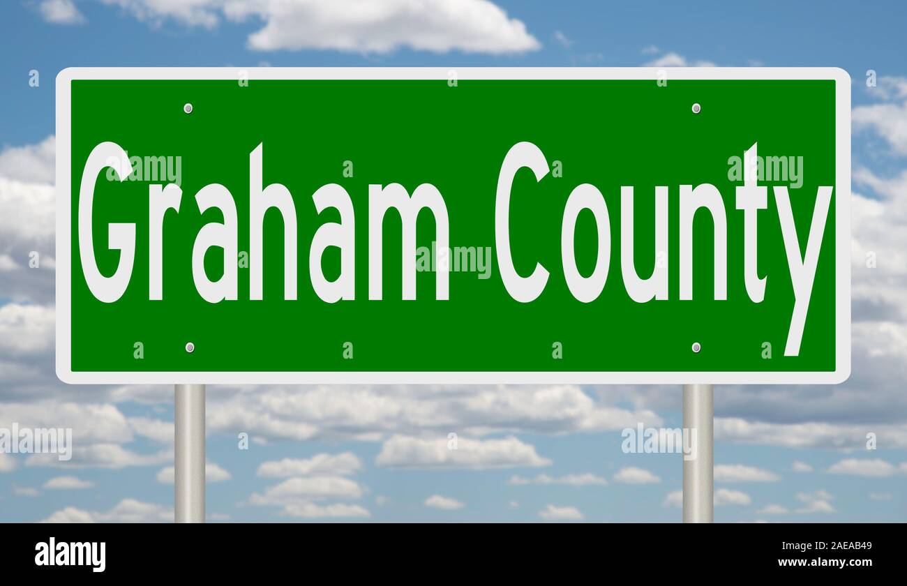 Rendering of a 3d green highway sign for Graham County Stock Photo - Alamy