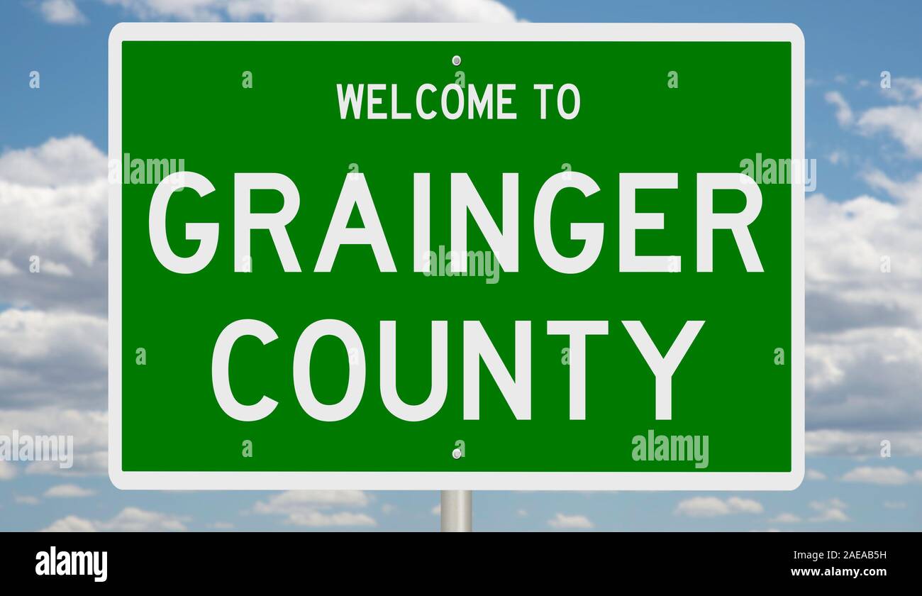 Rendering of a 3d green highway sign for Grainger County Stock Photo ...