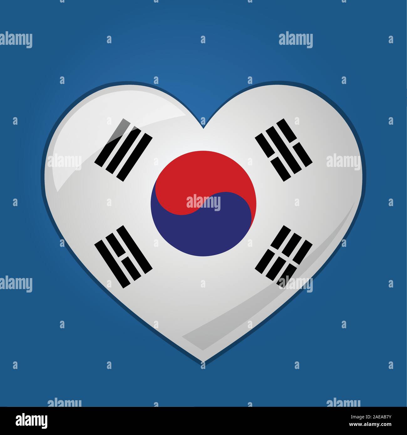 heart with south korea flag inside vector symbol illustration Stock ...