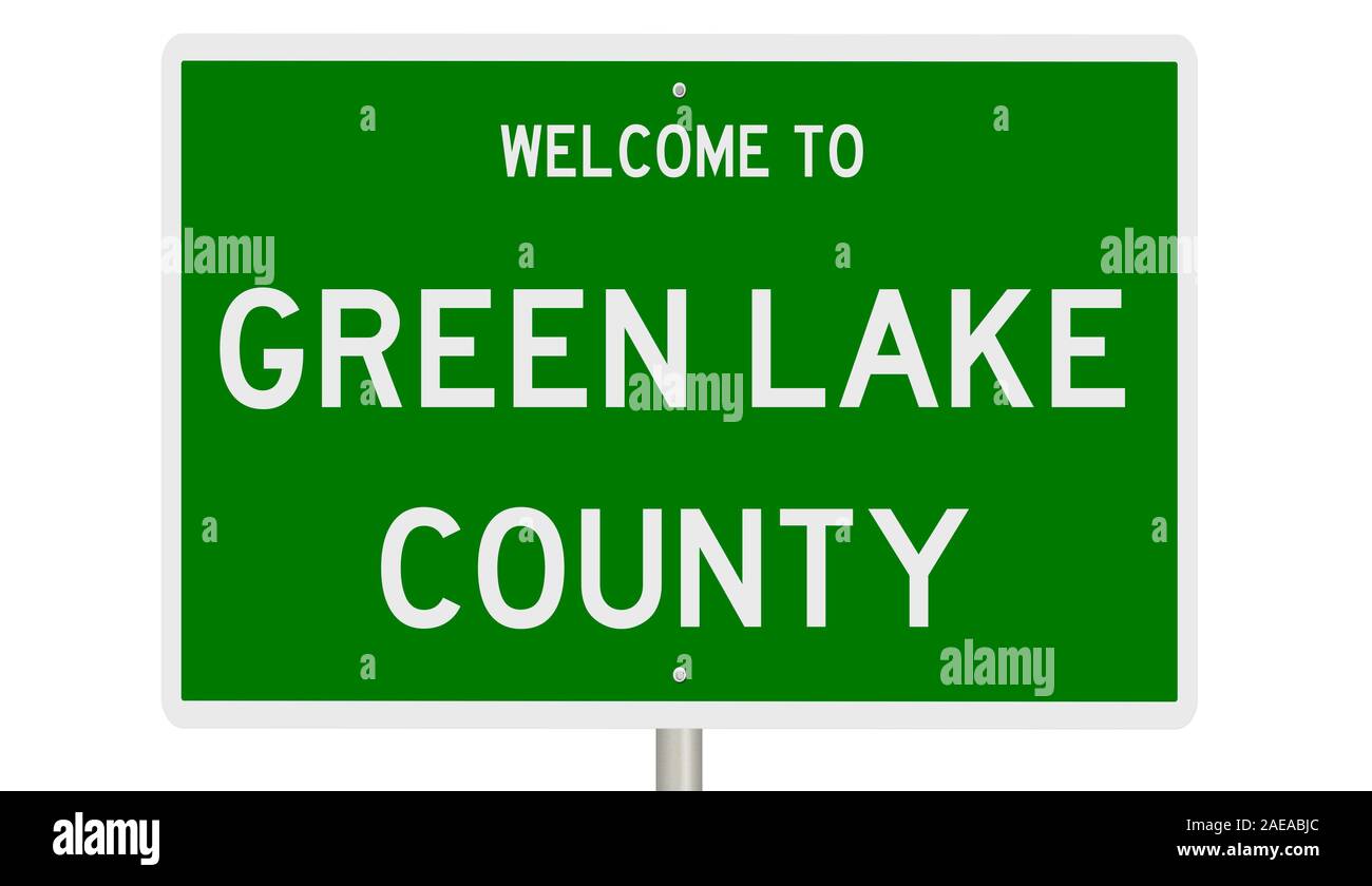 Rendering of a 3d green highway sign for Green Lake County Stock Photo ...