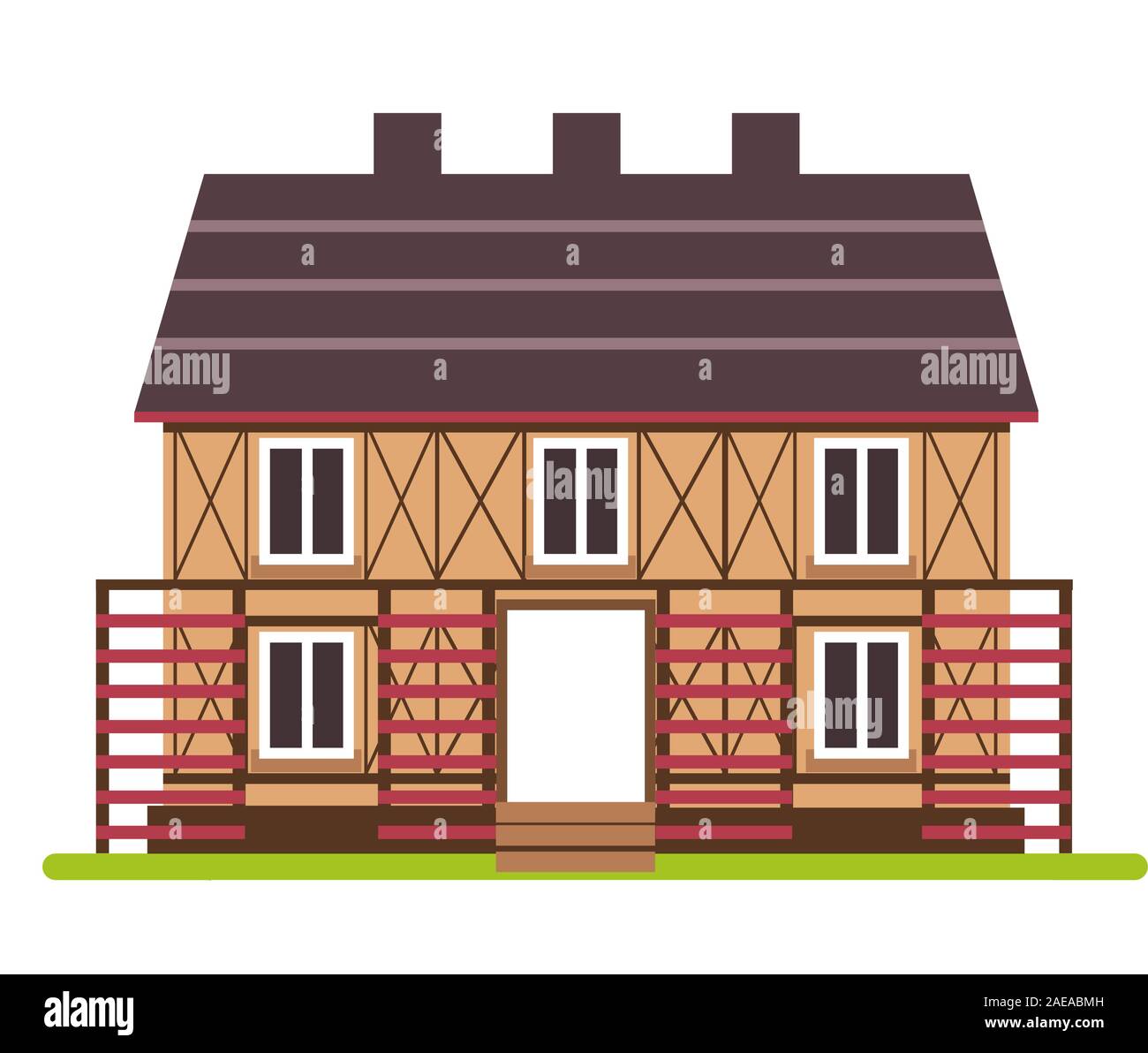 Two story farmhouse Stock Vector Images - Alamy