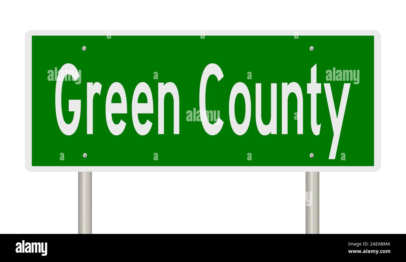 Rendering of a 3d green highway sign for Green County Stock Photo - Alamy