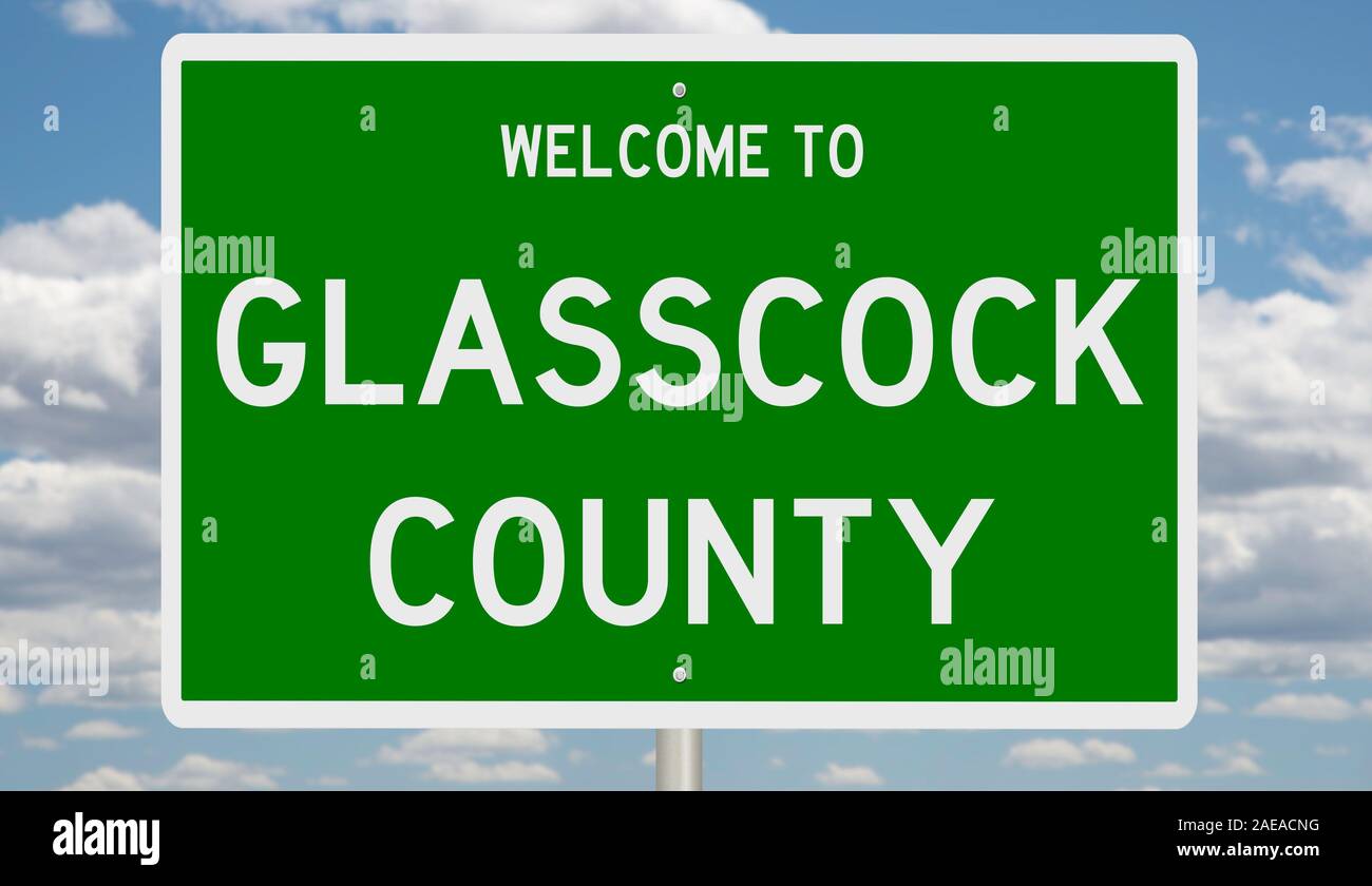 Rendering of a 3d green highway sign for Glasscock County Stock Photo ...