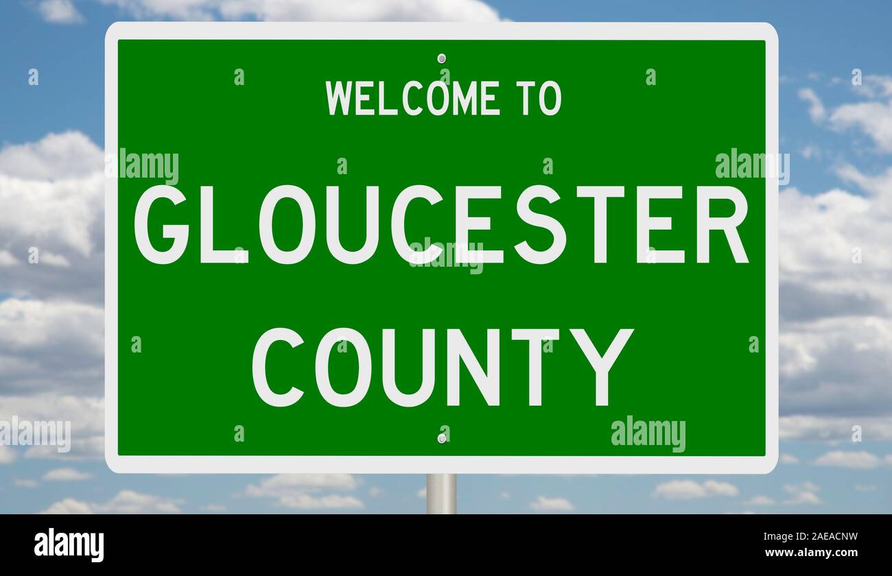 Rendering of a 3d green highway sign for Gloucester County Stock Photo ...